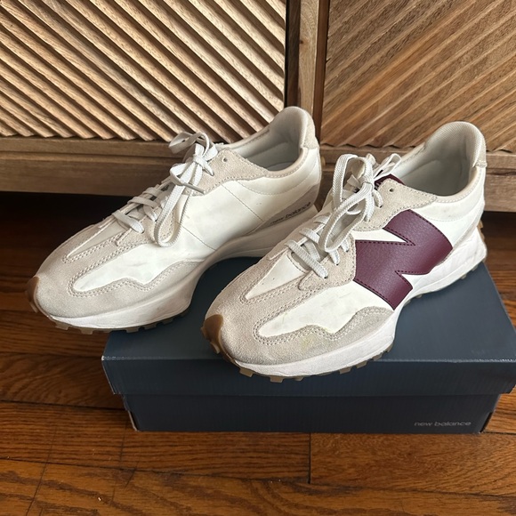New Balance | Shoes | New Balance 327 Cream And Burgundy Sneakers ...